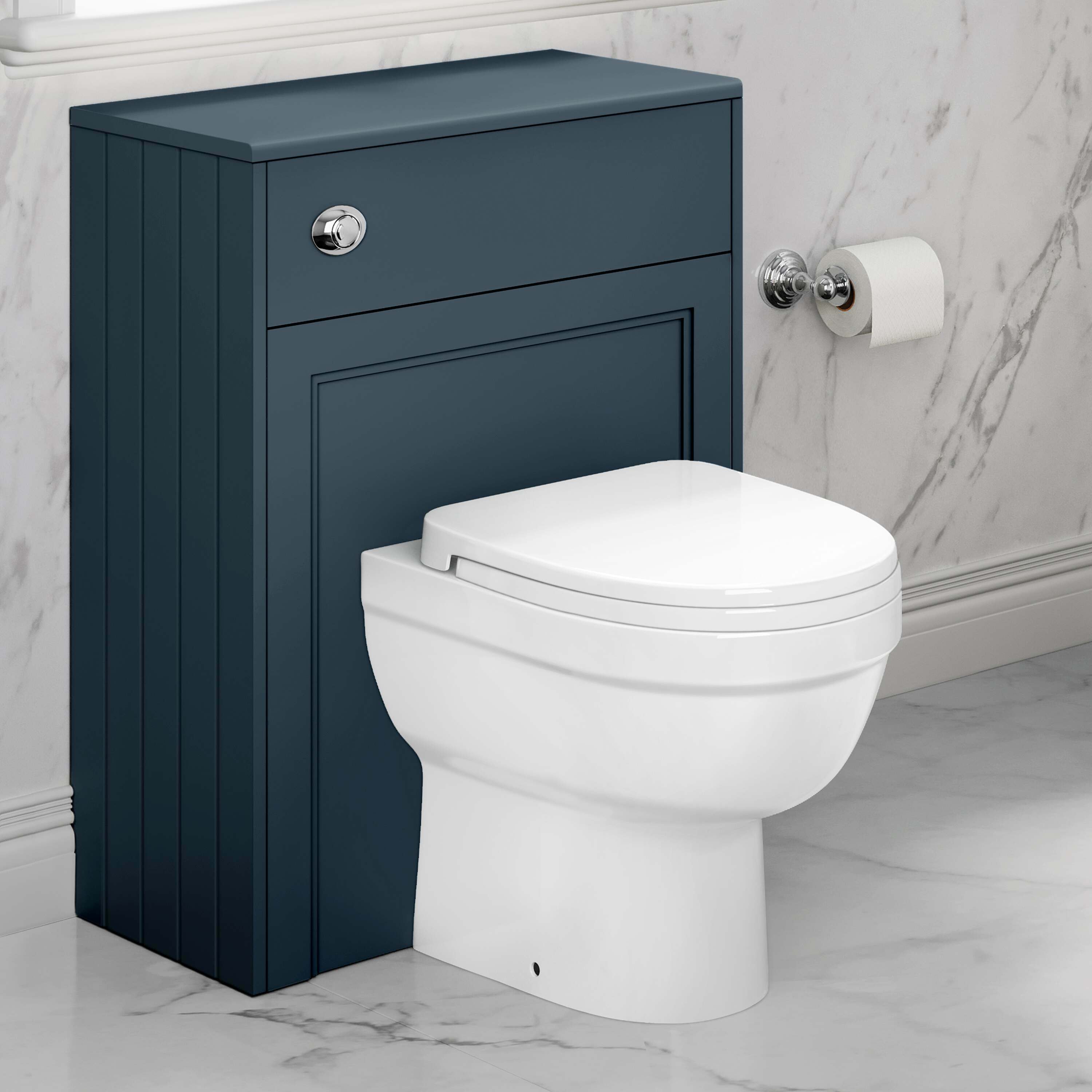 Traditional Inky Blue Back To Wall Unit and Seattle Toilet