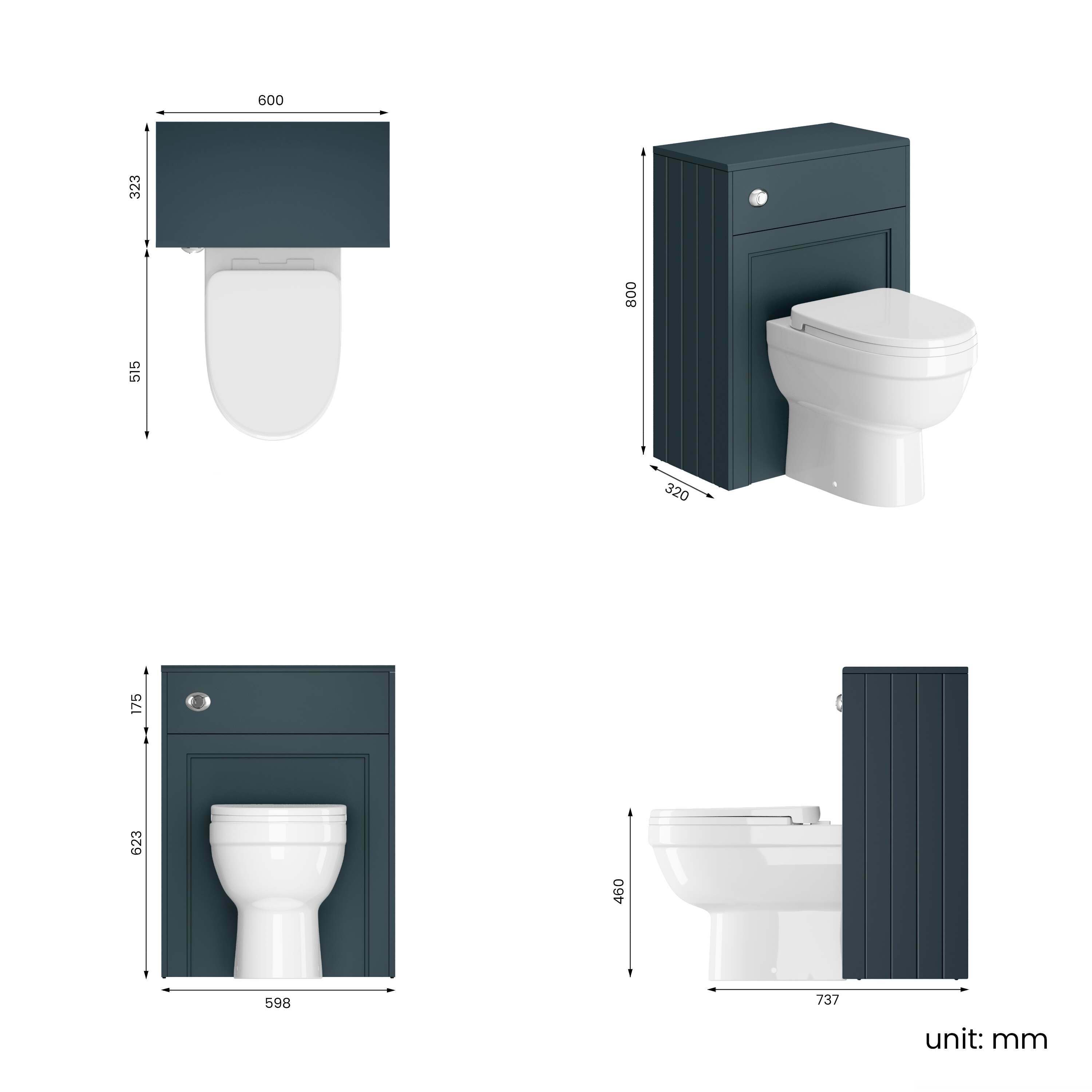 Traditional Inky Blue Back To Wall Unit and Seattle Toilet